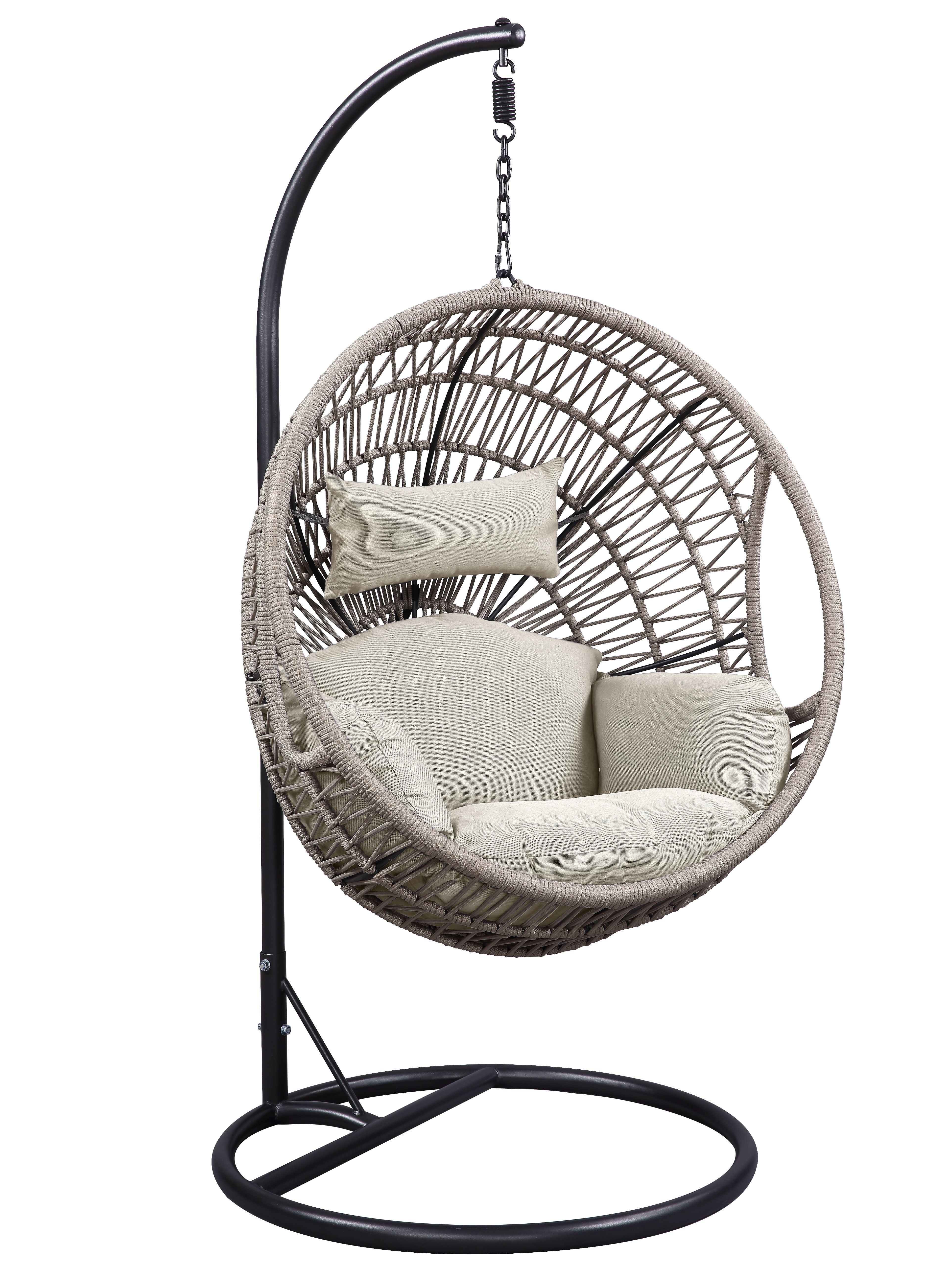 Acme Furniture Vinnie Patio Swing Chair with Stand in Fabric & Wicker ...