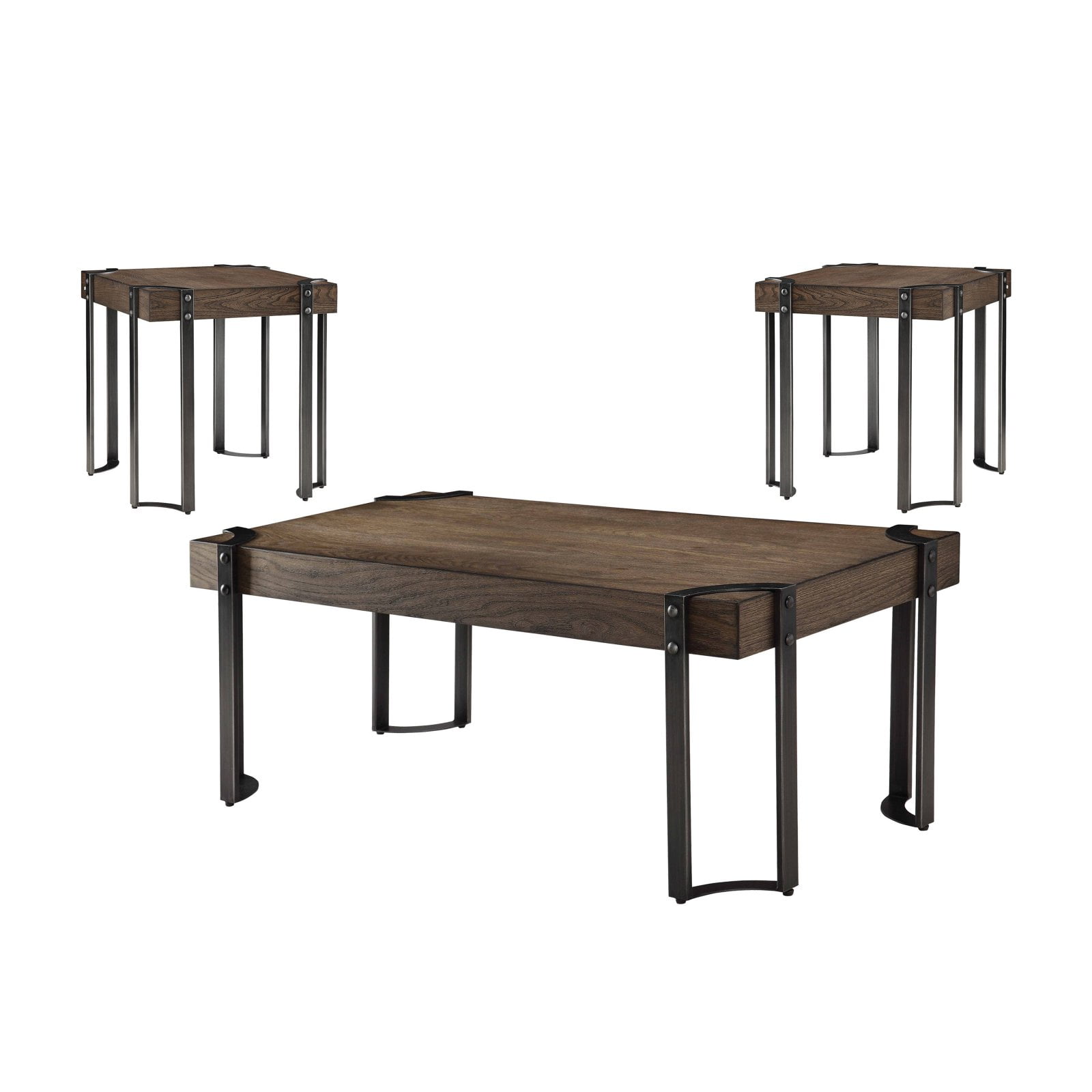 Acme Gilda 3 Piece Coffee and End Table Set in Weathered Dark Oak - Walmart.com