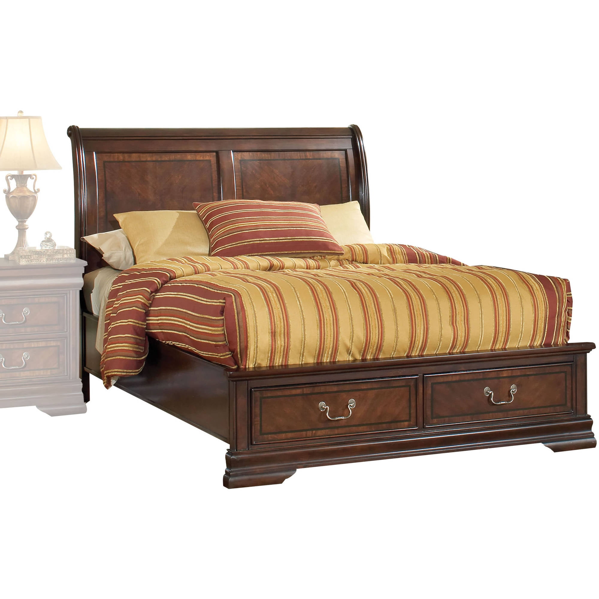 Acme Hennessy Queen Bed with Storage, Brown Cherry - Walmart.com