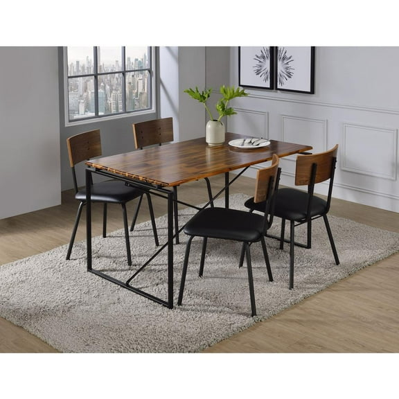 Acme Nabirye Dining Table with Wooden Top in Dark Oak - Walmart.com