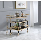 ACME Kina Serving Cart in Gold/Black and Smoky Glass - Walmart.com