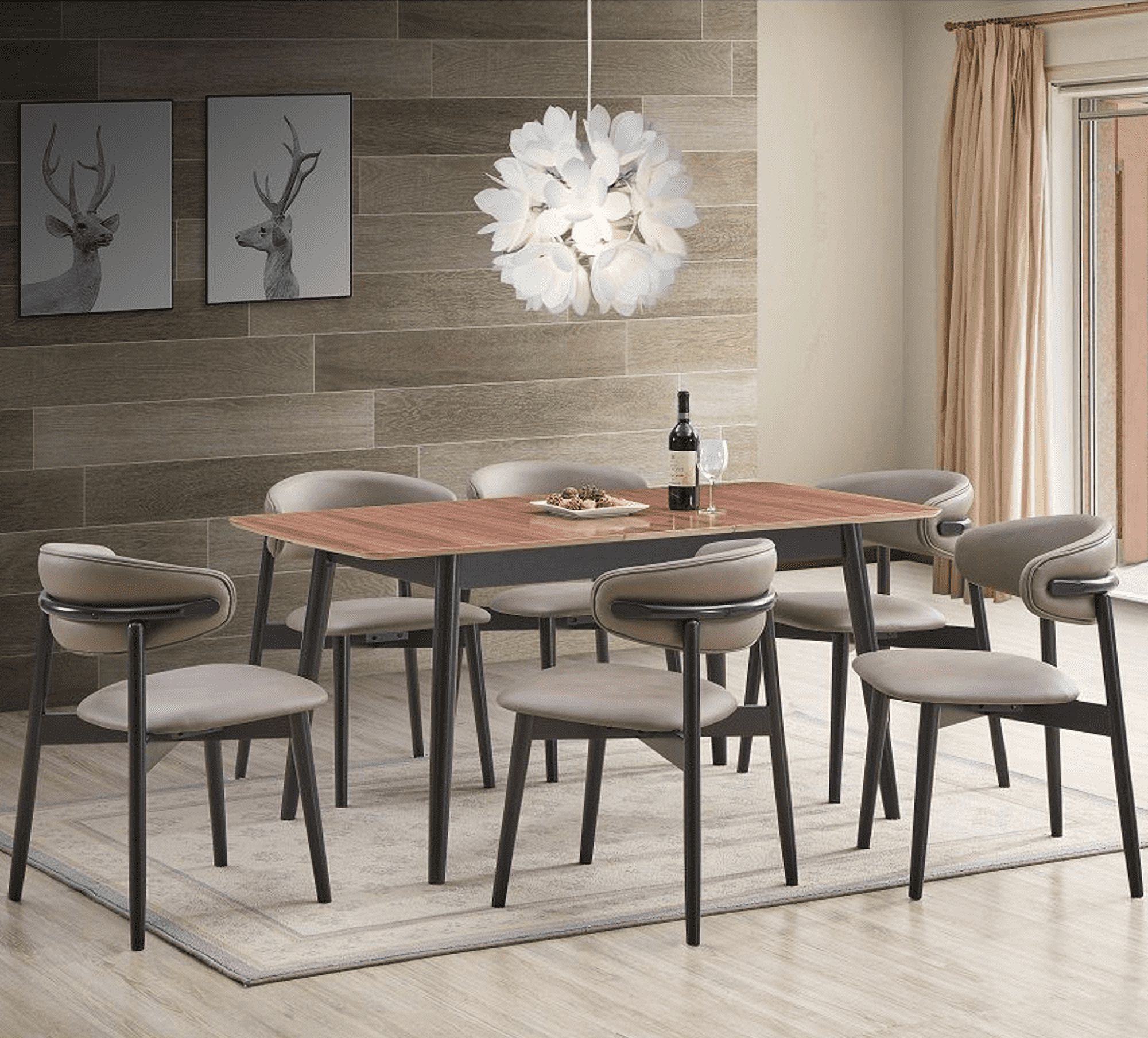 Acme Lanae Dining Table Natural & Black Finish Indoor Room Furniture ...