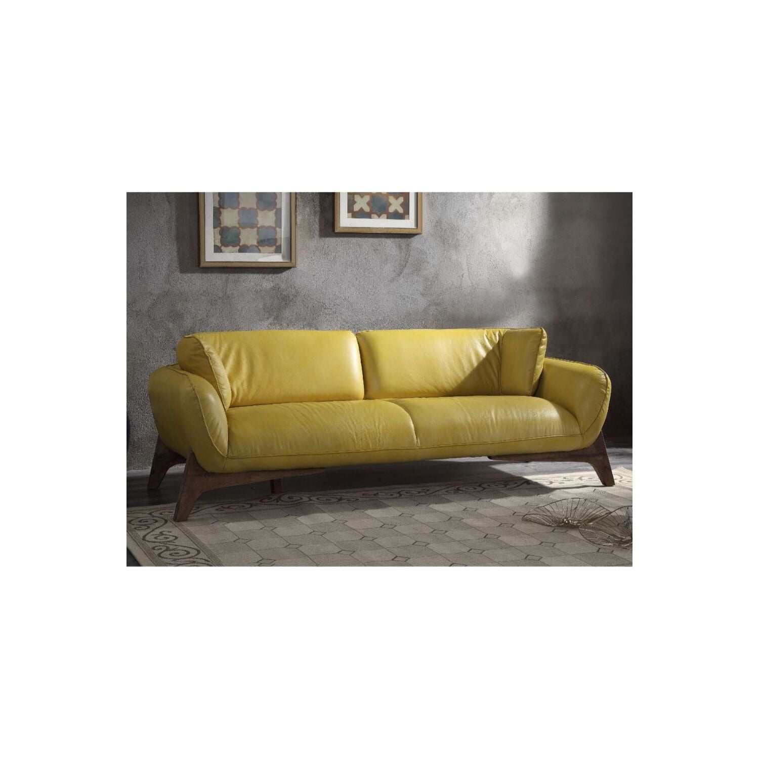 Acme Pesach Sofa, Mustard Leather (1Pc/1Ctn) - Walmart.com
