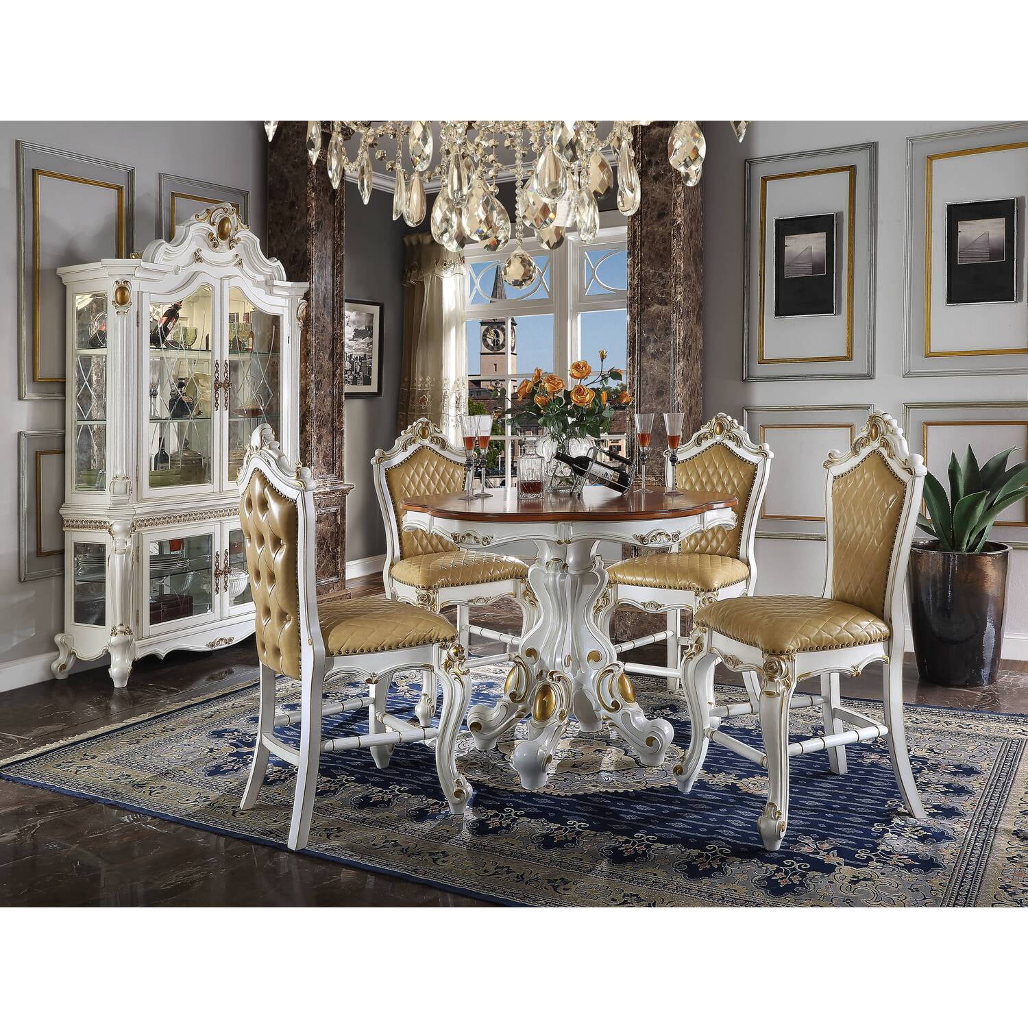 Acme Picardy Curio Cabinet in Antique Pearl - Walmart.com