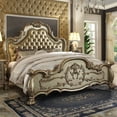 Acme Queen Bed in Bone PU and Gold Patina Finish 23160Q - Walmart.com