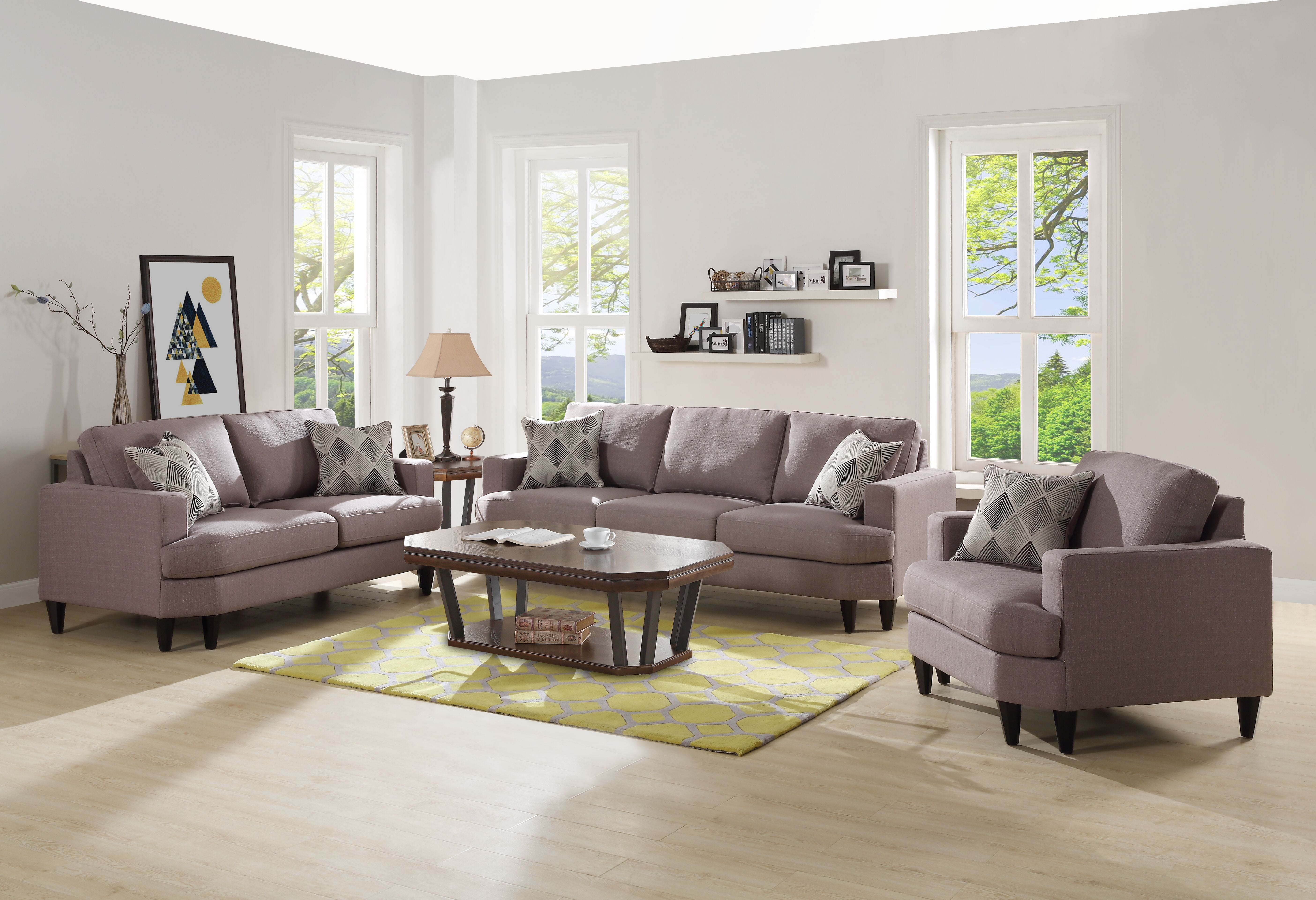 Acme Selma Loose Back Sofa with 2 Pillows in Sand Linen - Walmart.com
