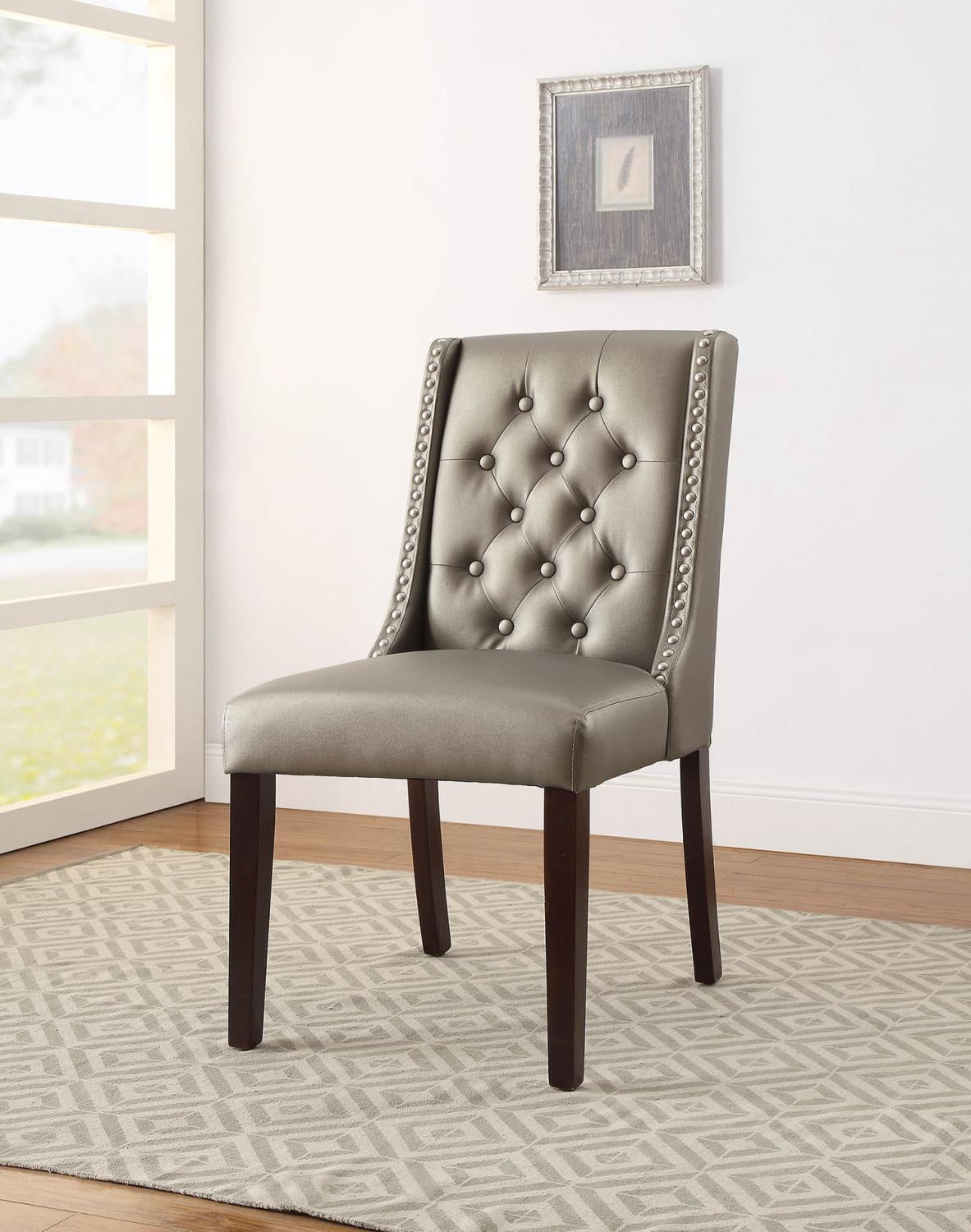 ACME Brenda Side Chair (Set-2), Silver PU-Color:Silver PU,Quantity:2 ...
