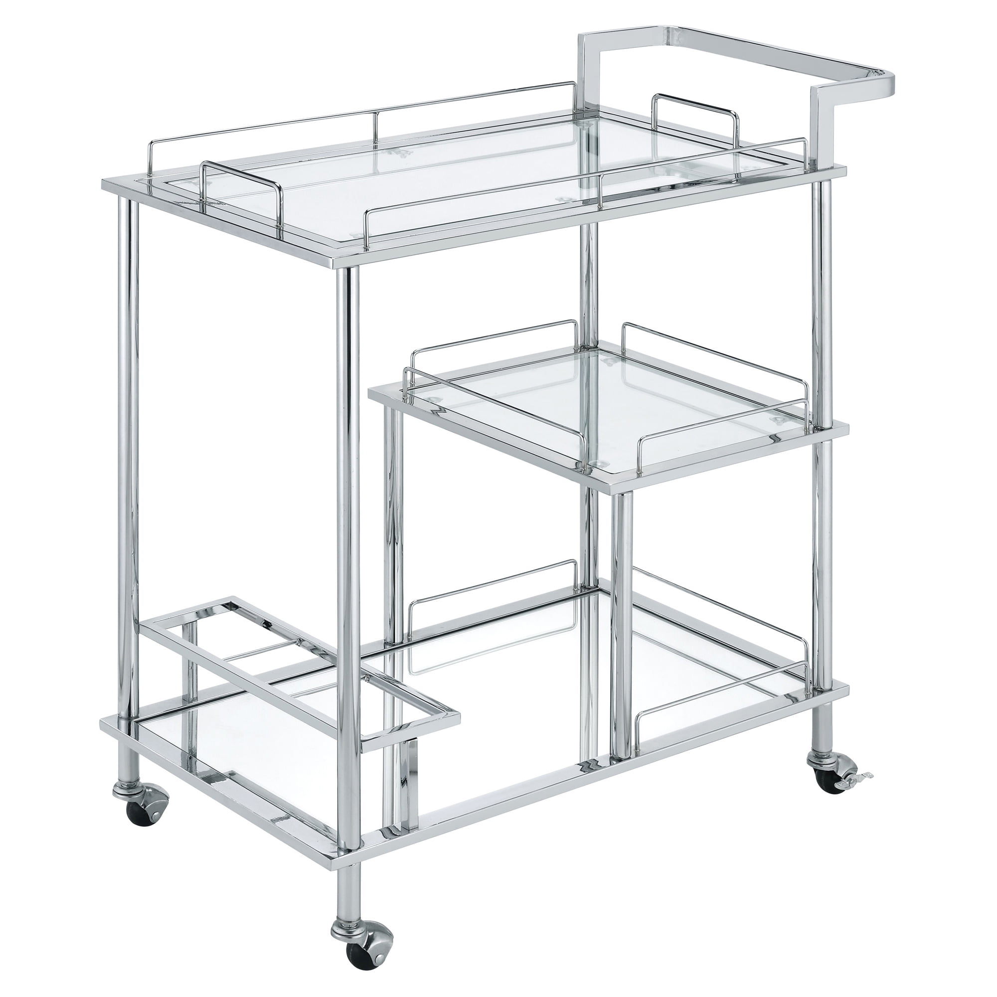 Acme Splinter Serving Cart in Clear Glass & Chrome Finish Bars, Buffets ...