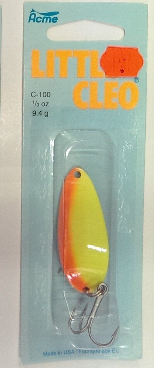 Acme Tackle C100/TS Little Cleo Chartreuse Orange Stripe, 1/3 oz ...