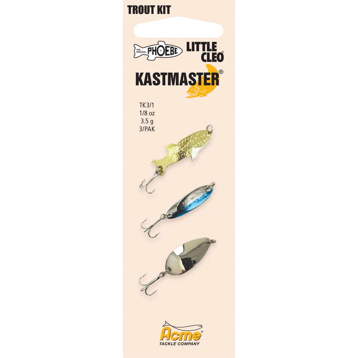 Acme Tackle Kastmaster Fishing Spoon Trout Kit # 1, 1/8 oz Chrome ...