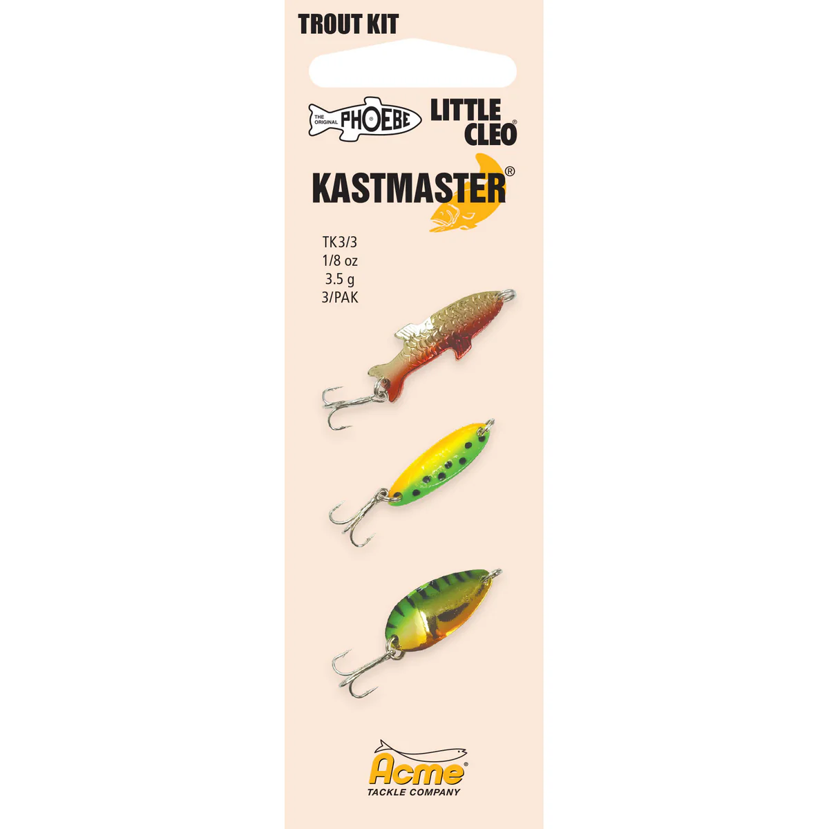 Acme Tackle Kastmaster Fishing Spoon Trout Kit # 3, 1/8 oz. Painted ...