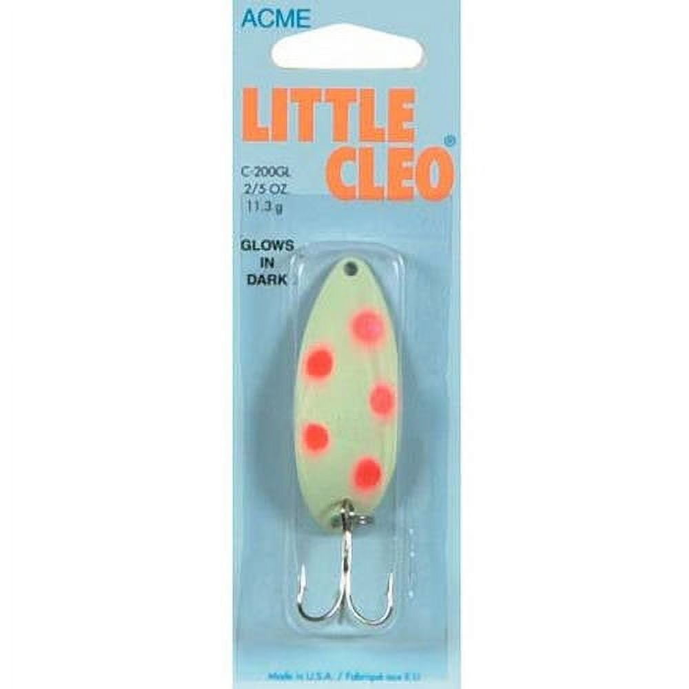 Acme Tackle Little Cleo Fishing Spoon Glow with Flo Orange Dots 2/5 oz ...