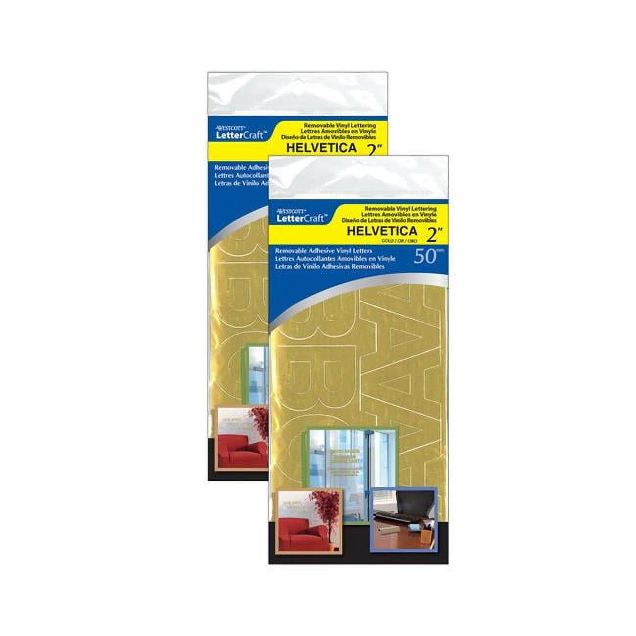 Acme United ACM16360-2 2 in. Helvetica Removable Vinyl Lettering, Gold ...