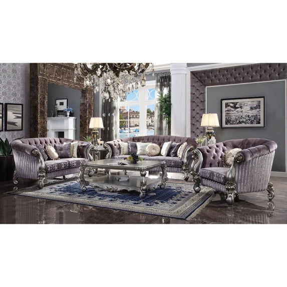 Acme Furniture Versailles Velvet Sofa with 7 Pillows in Antique ...