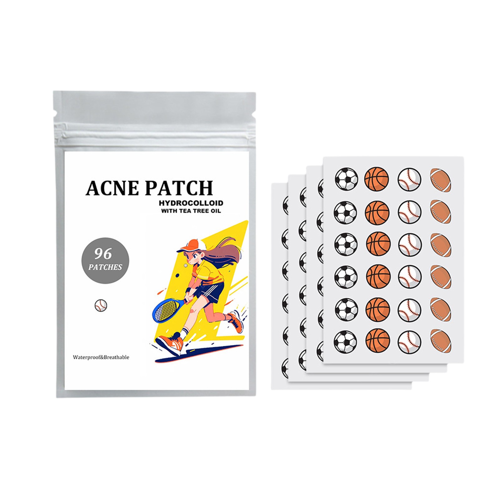 Acne Patch Hydrocolloid with Tea Tree Oil 96 Waterproof Patches for ...
