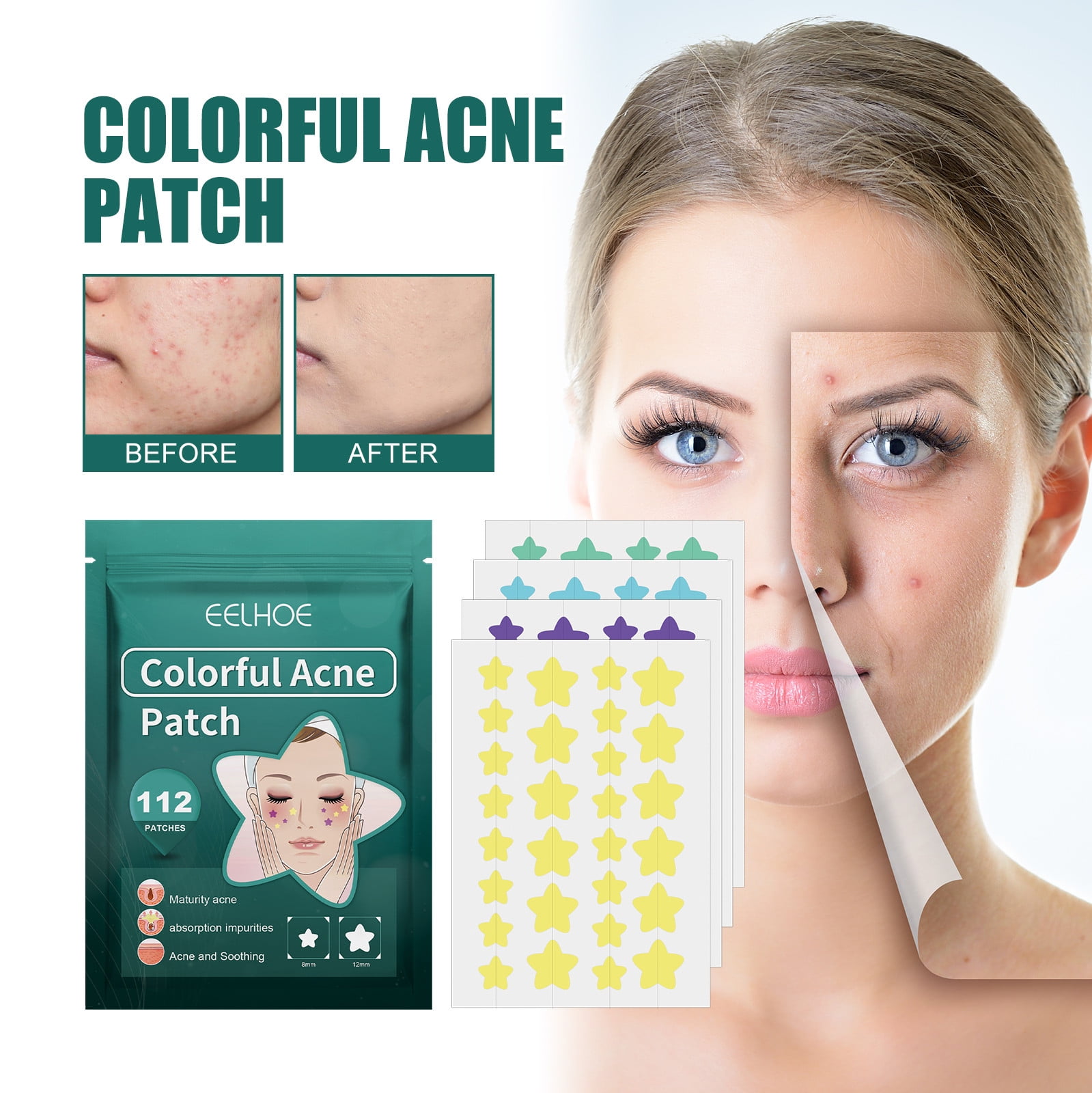 Yomiee Acne Pimple Patch 112ct, Hydrocolloid Overnight Patch With ...