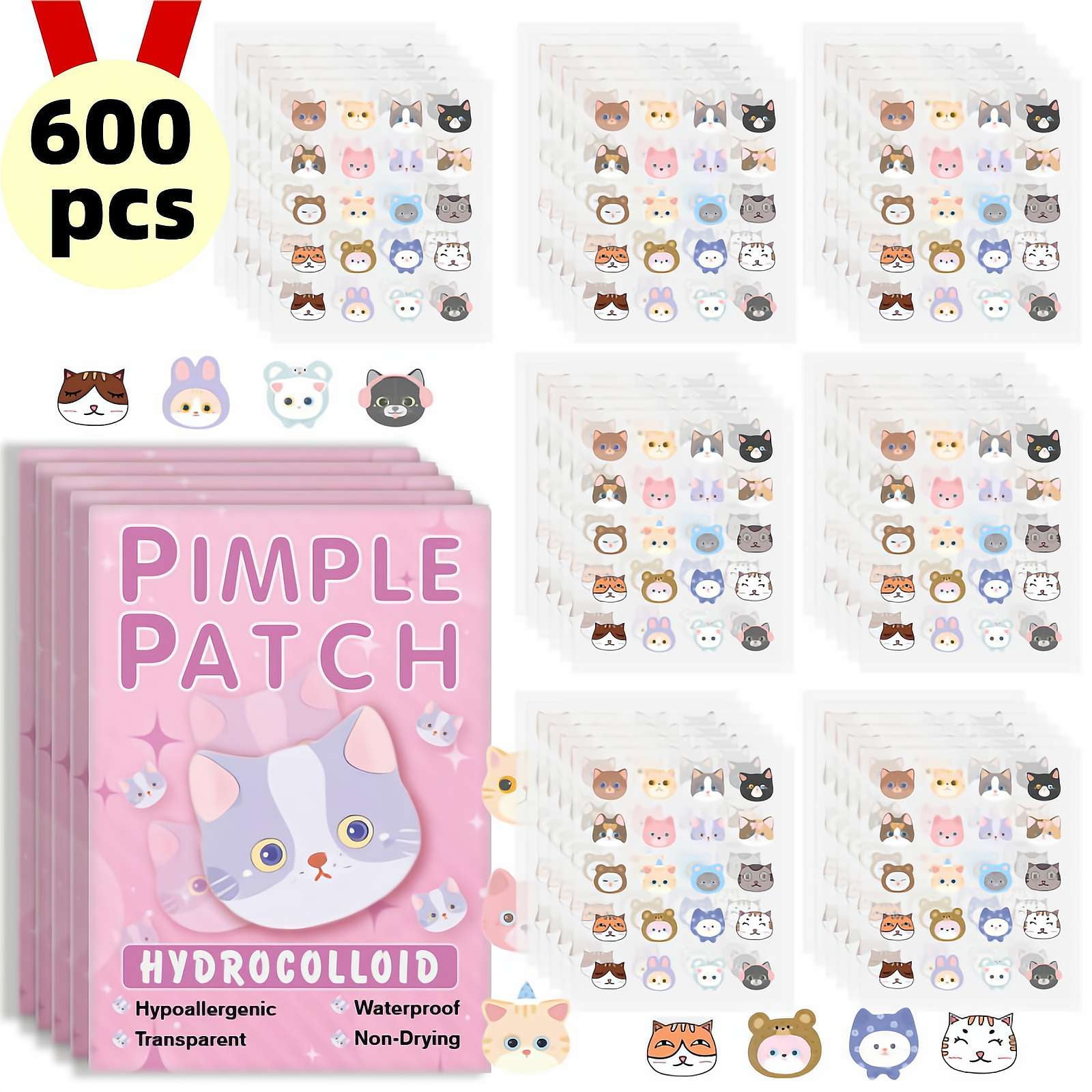 Acne Pimple Patch, 600 Dots Cute Pimple Patches with Tea Tree Oil ...
