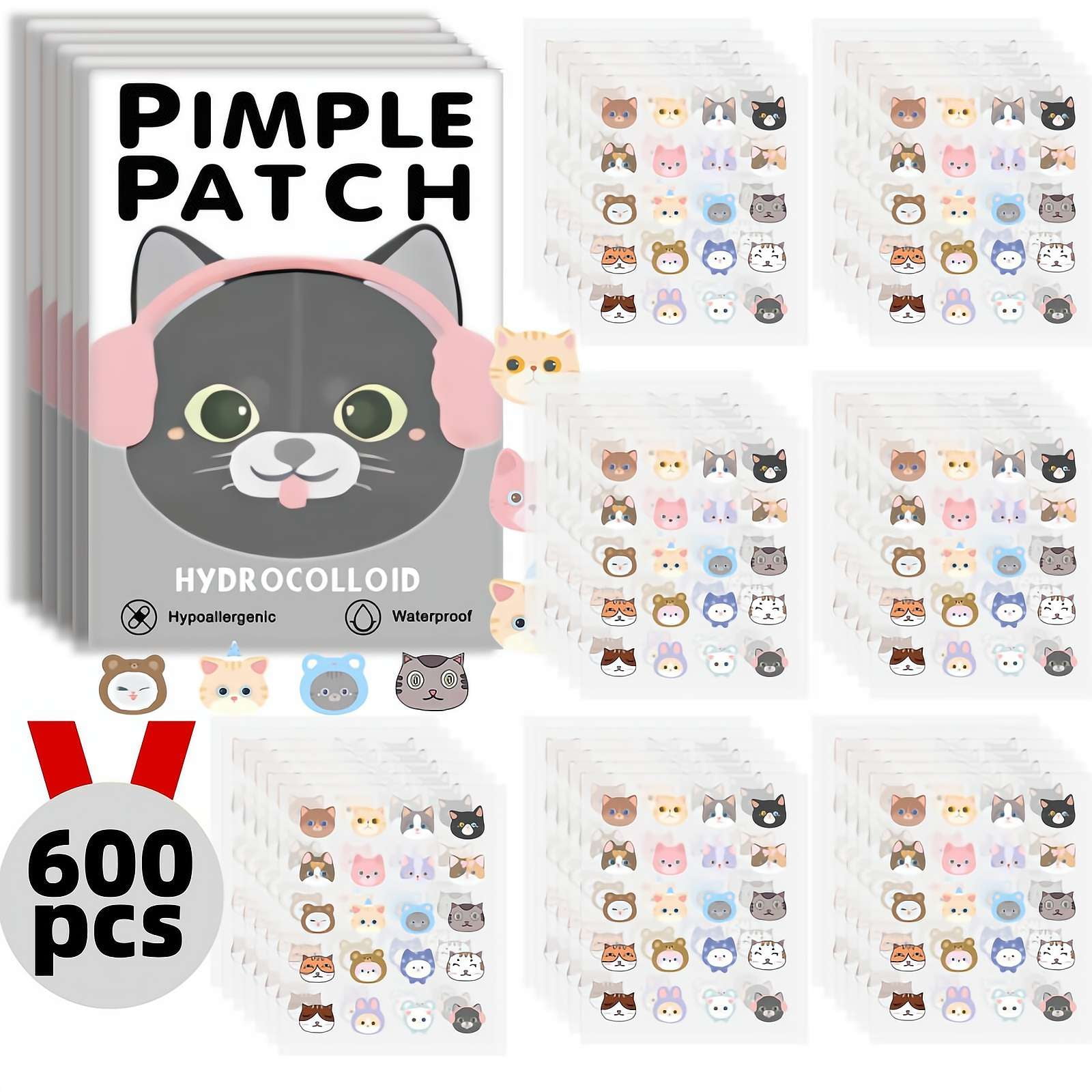 Acne Pimple Patch, 600 Dots Cute Pimple Patches with Tea Tree Oil ...