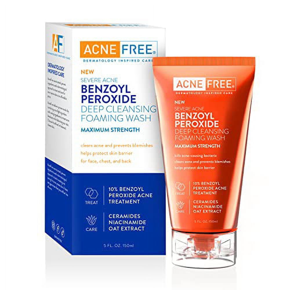 AcneFree Severe Acne 10% Benzoyl Peroxide Foaming Cleansing Wash, 5 ...