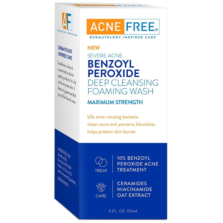 AcneFree Severe Acne- Benzoyl Peroxide Deep Cleansing Foaming Wash- Max ...
