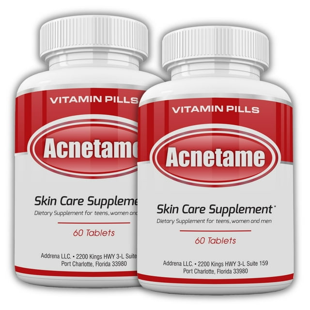 Acnetame Clear Skin Supplements, 2-Pack 120 Count - For Oily Skin ...
