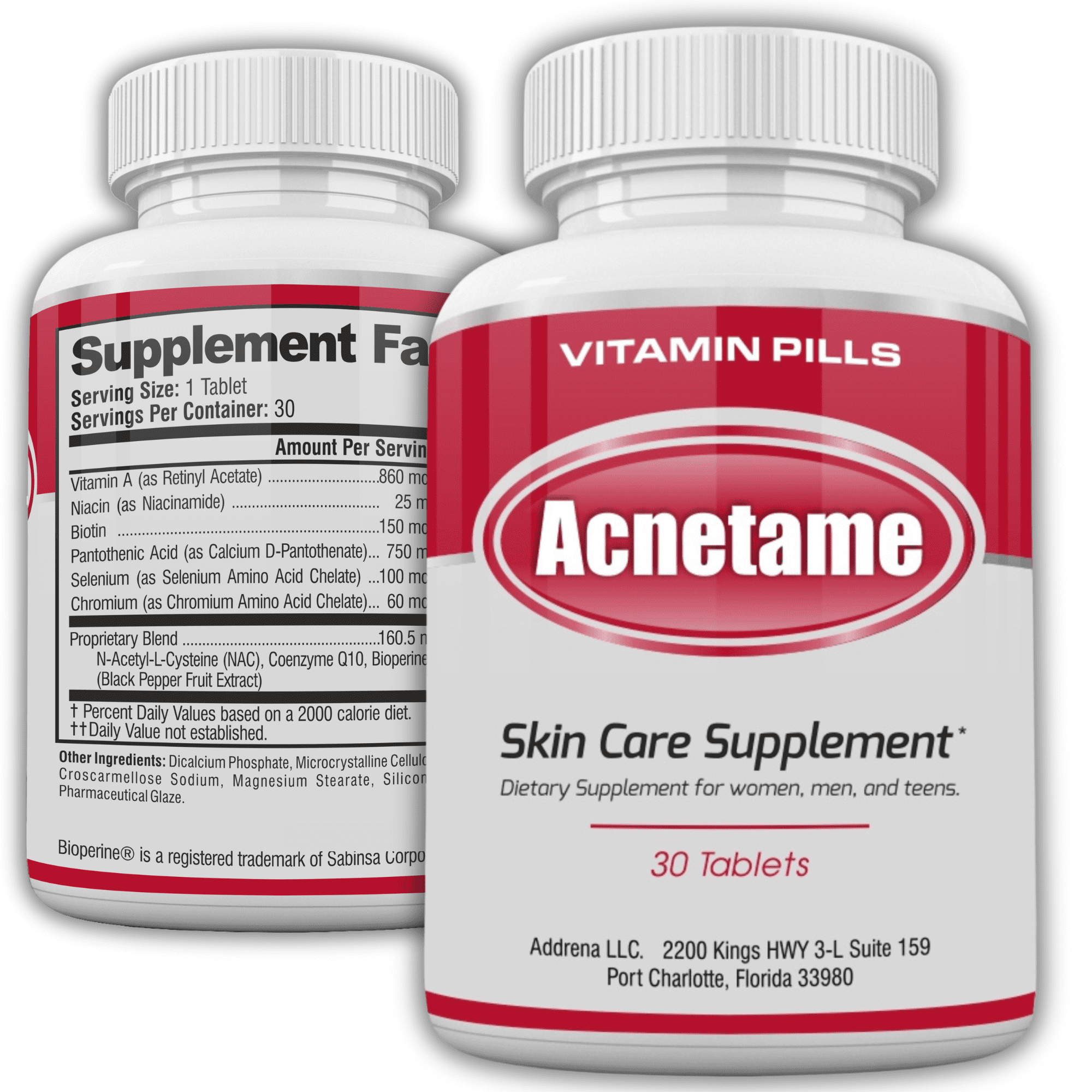Acnetame 30 Count Clear Skin Supplements Pill- Tablets for Oily Skin ...