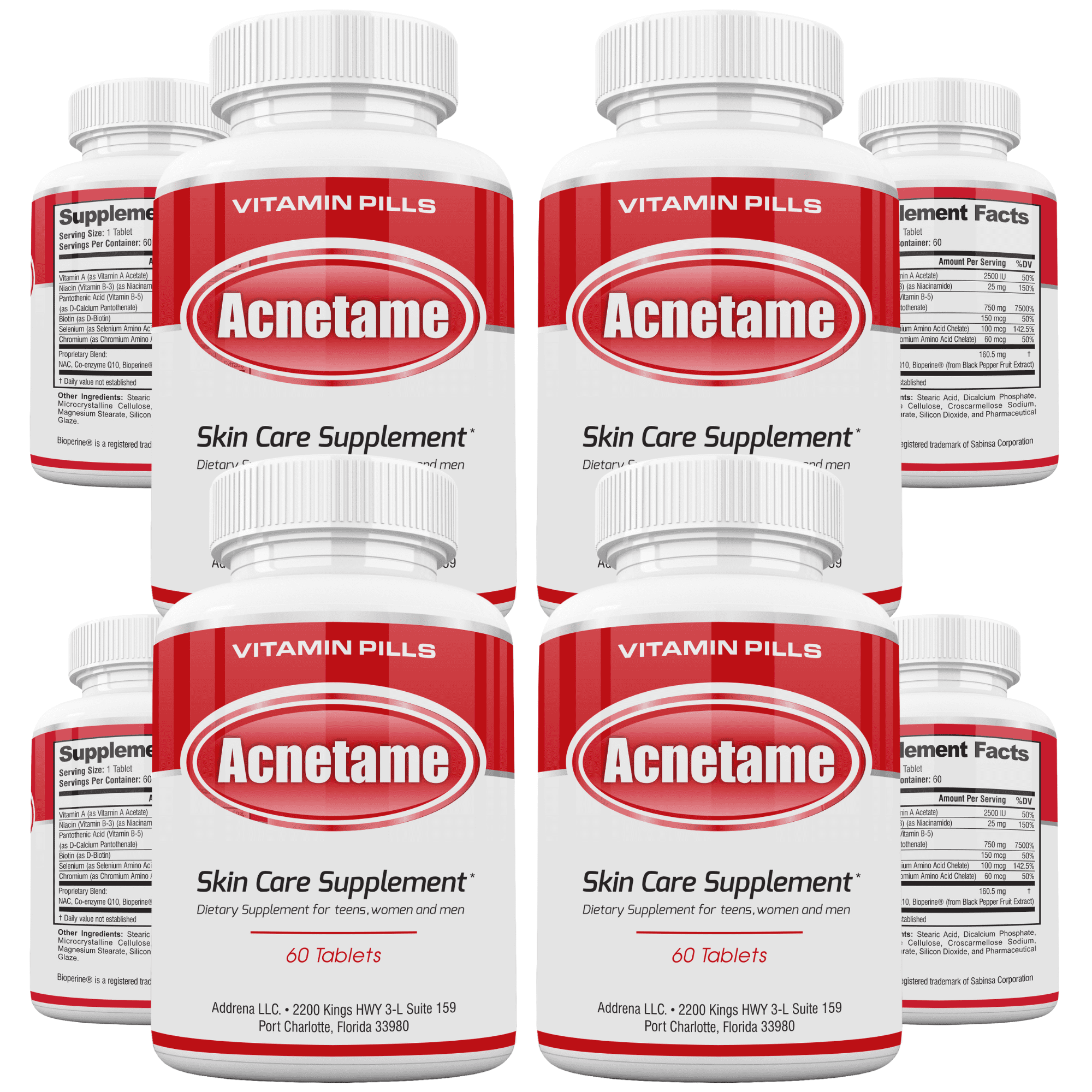 Acnetame Pills 4 Pack- Vitamin Supplements for Acne Treatment- Hormonal ...