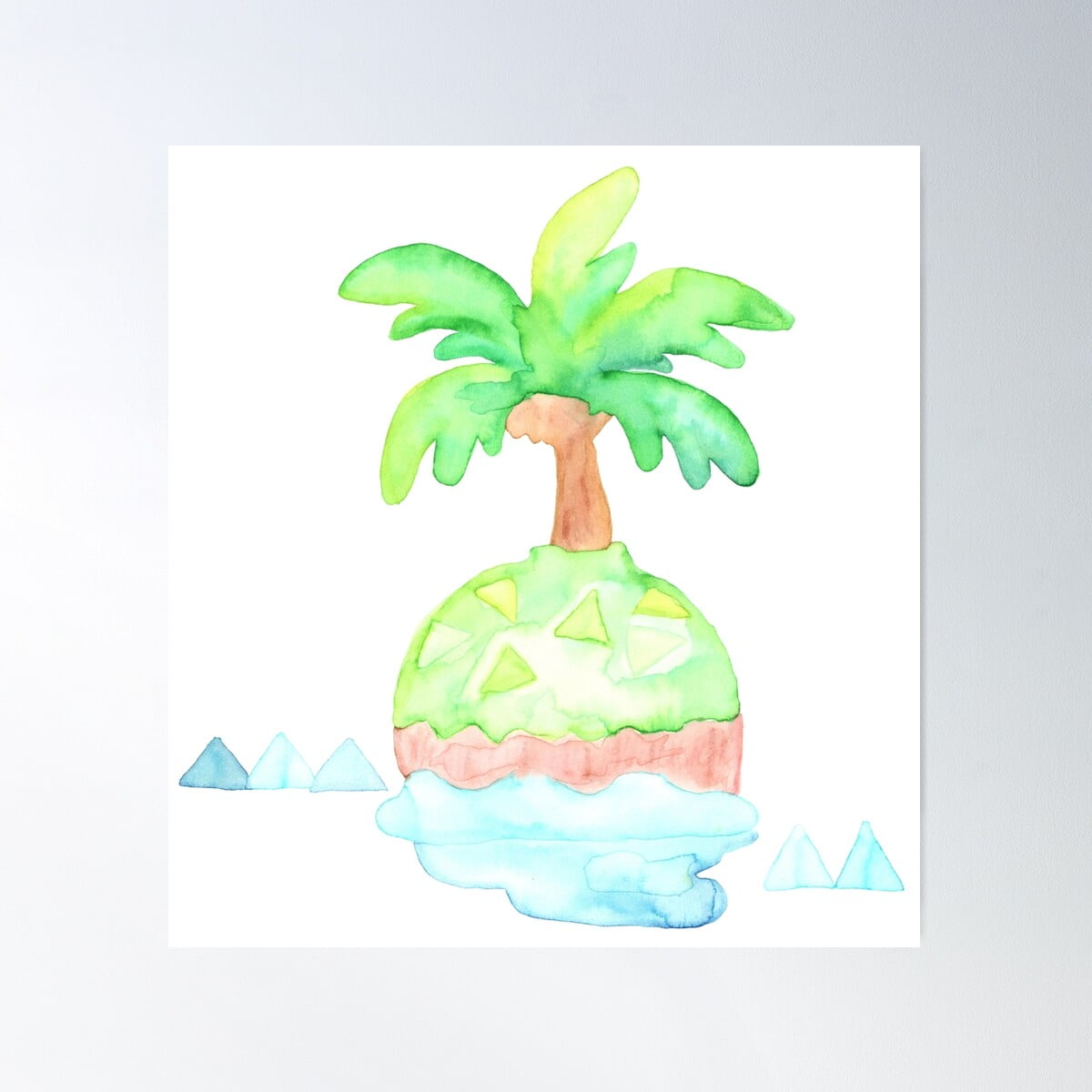 Acnh Loading Island Watercolor Poster Wall Art, Modern Wall Decor For ...