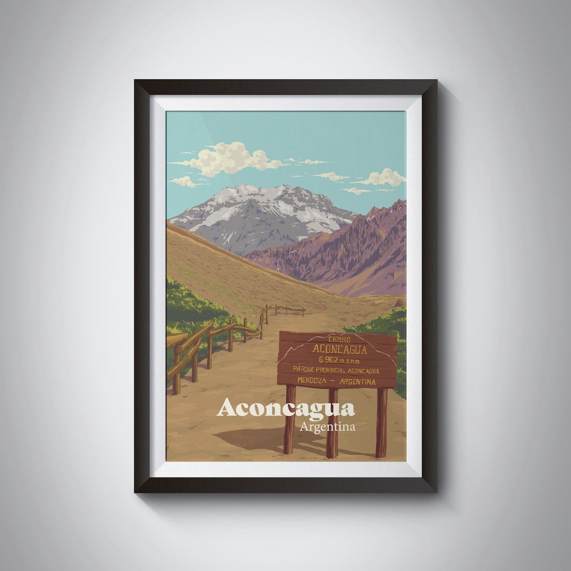 Aconcagua Mountain Poster, Mendoza Argentina Travel Poster, Andes ...