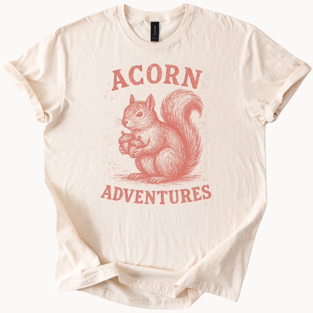 Acorn Adventures Squirrel Graphic Tee Nature Lover Shirt Cute Animal ...