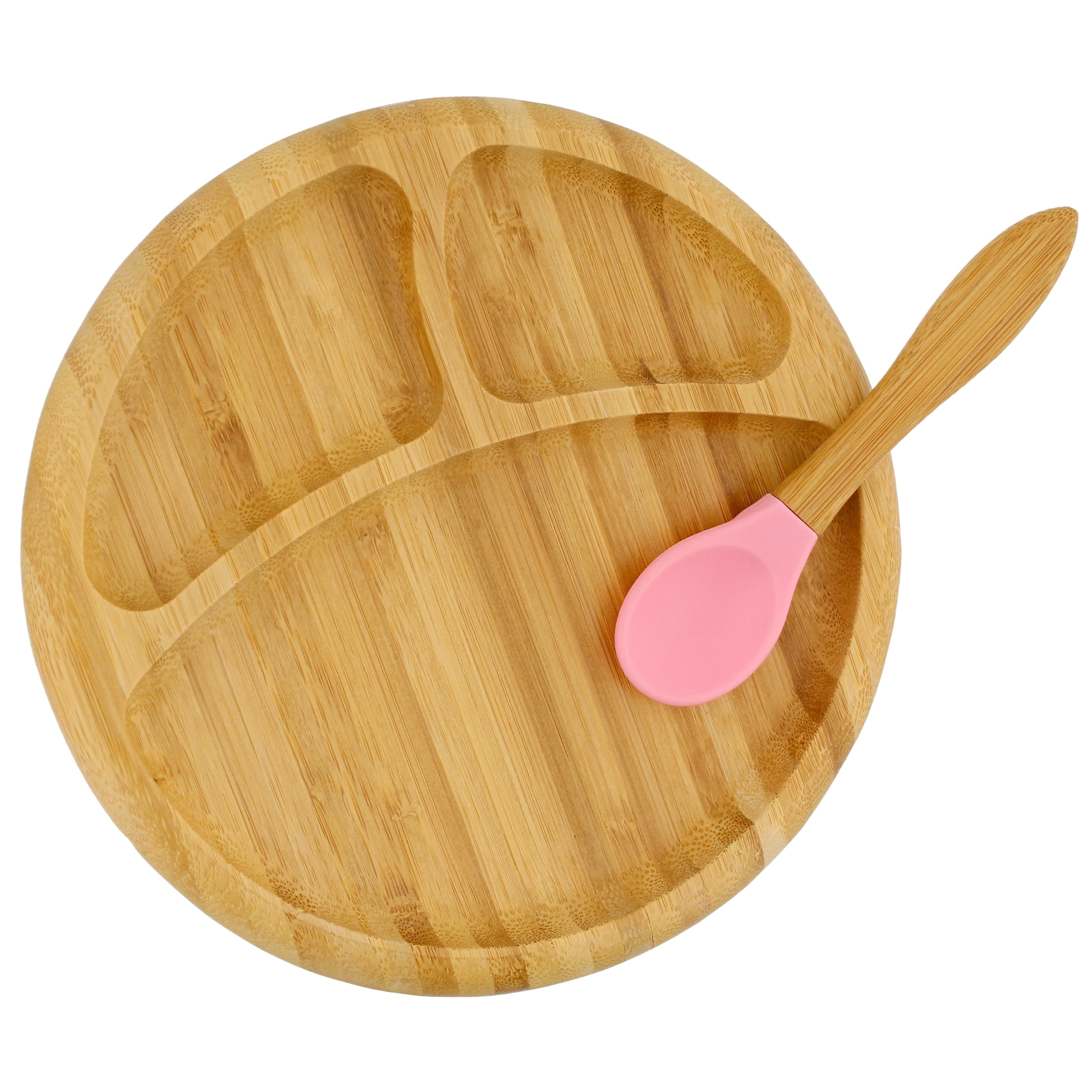 Acorn Baby Bamboo Toddler Plates with Spoon in Pink - Baby Plates with ...