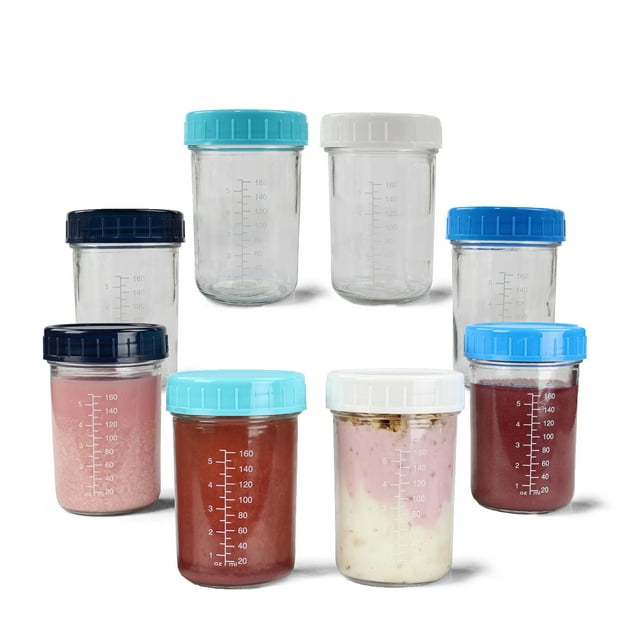 Acorn Baby Food Containers 8 Pack - 8oz Glass Jar Small Containers with ...