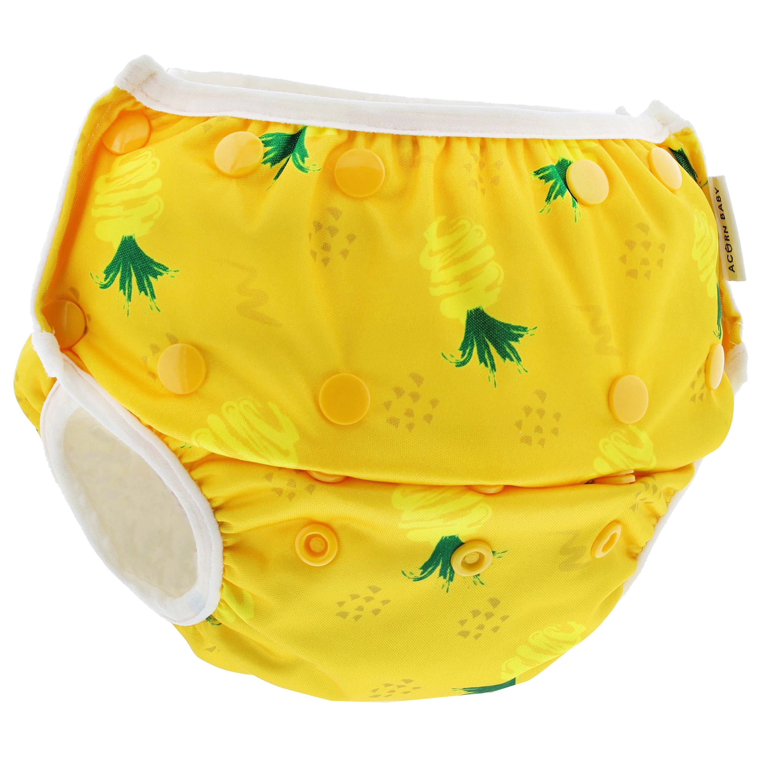 Acorn Baby Swim Diaper - Yellow Pineapple Adjustable Swimming Diaper ...