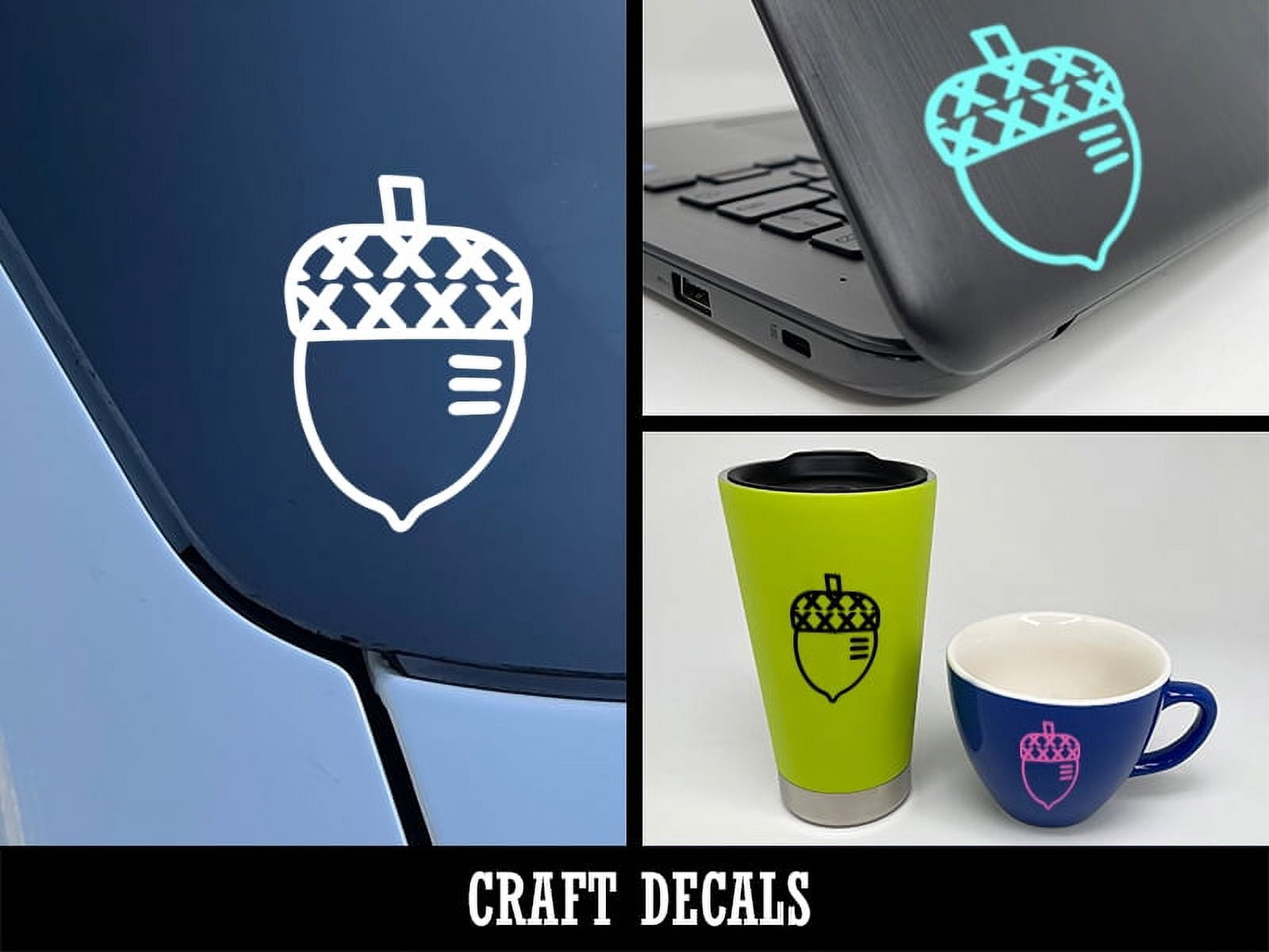Acorn Doodle Craft Vinyl Indoor Outdoor Decal Sticker - White - 4 Inch ...