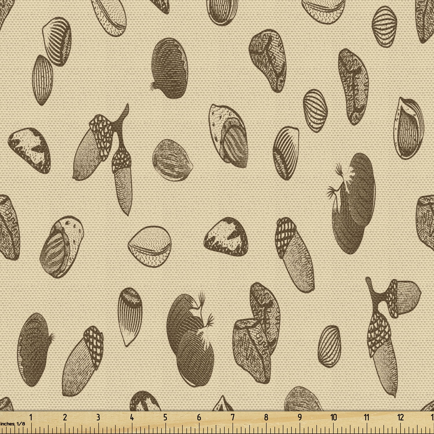 Ambesonne Acorn Fabric by the Yard Upholstery, Nuts Forest Fruits Print ...