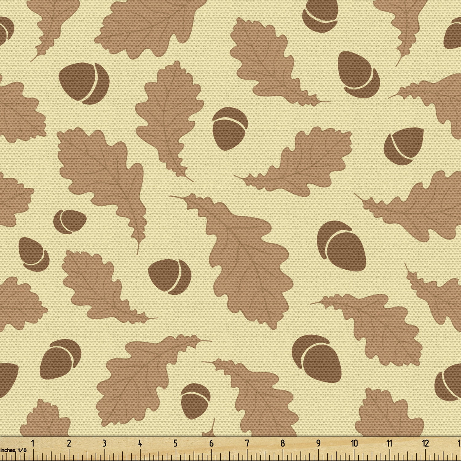 Ambesonne Acorn Fabric by the Yard Upholstery, Oak Leaves Fall Season ...