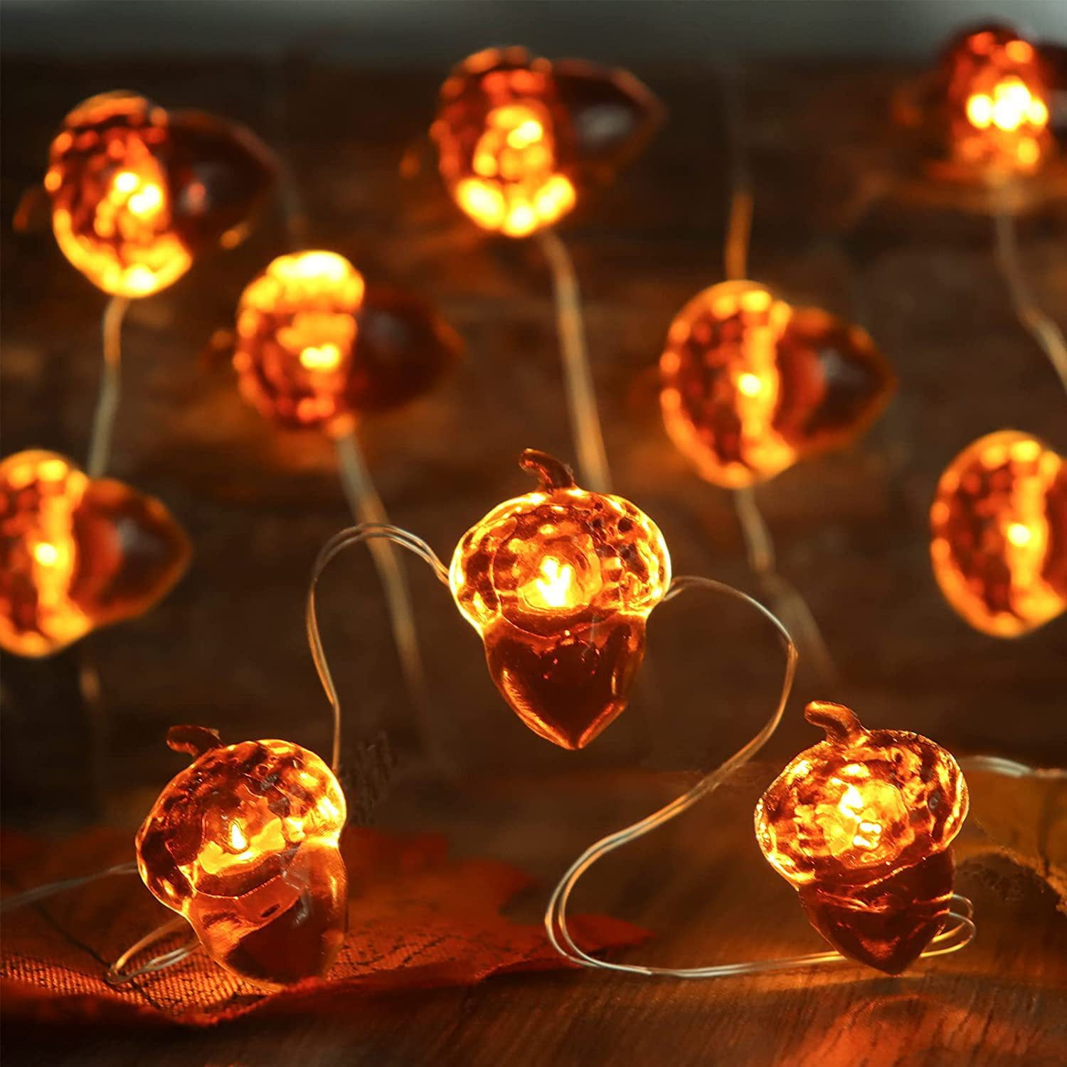Acorn String Lights Battery Operated,16ft 50LED Acorn Fairy Light for ...