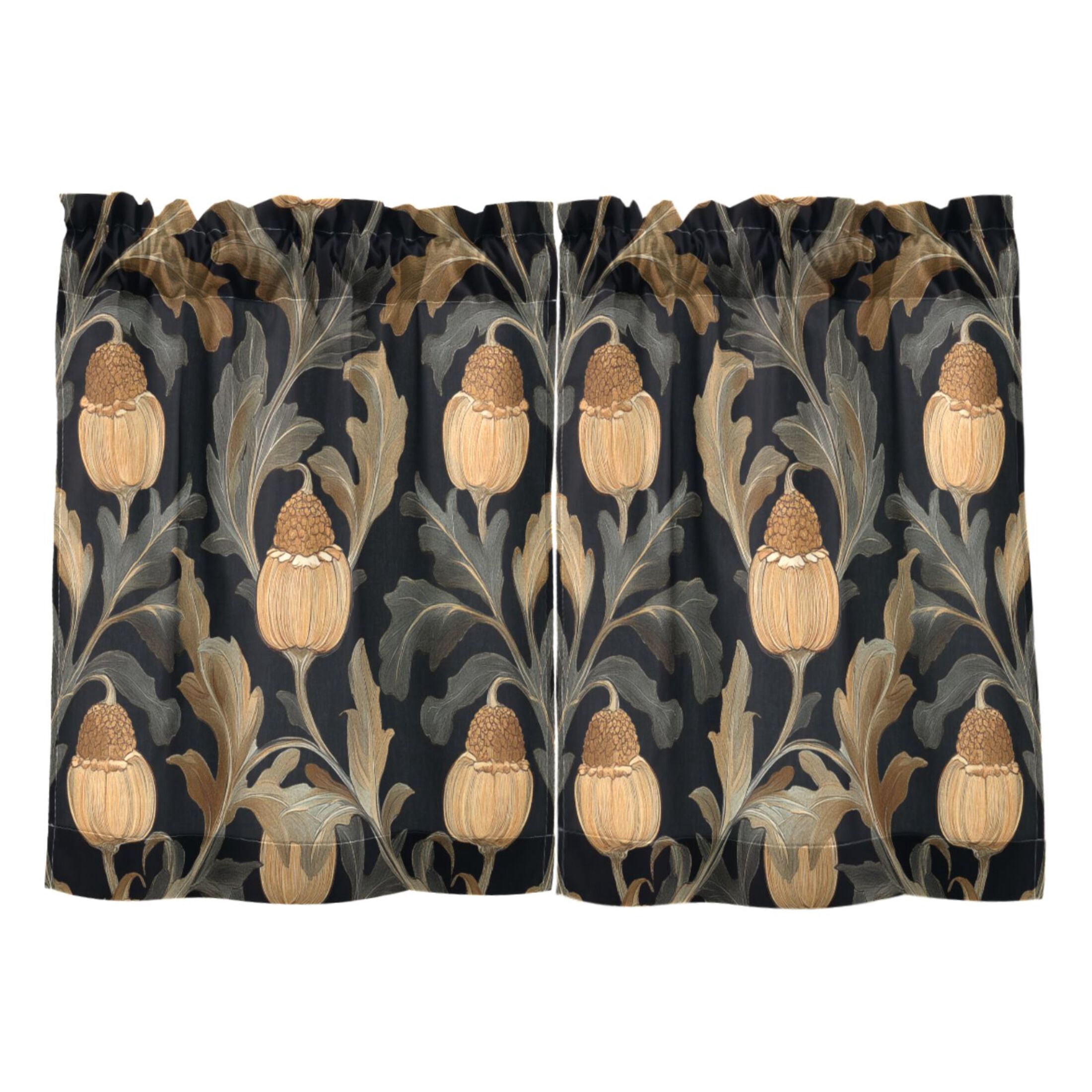 Acorns Kitchen Curtains Tier Set 27x36 Inch 2 Panels Semi Sheer Light ...