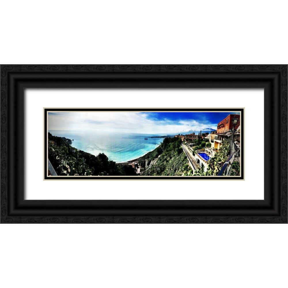 Acosta 24x11 Black Ornate Wood Framed with Double Matting Museum Art ...