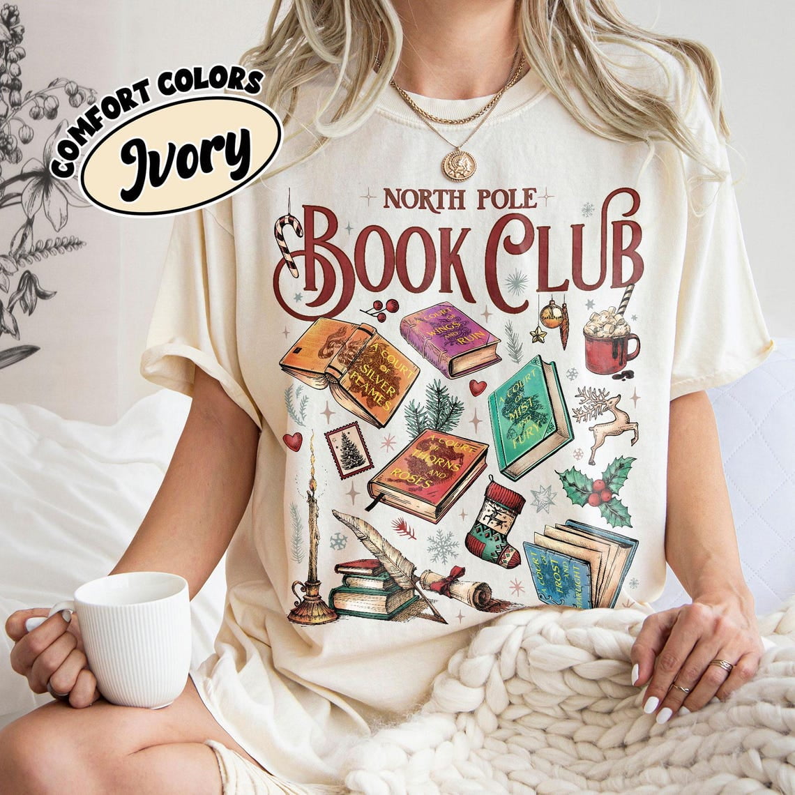 Acotar Book Club Christmas Comfort Colors T-Shirt, Acotar Bookish ...