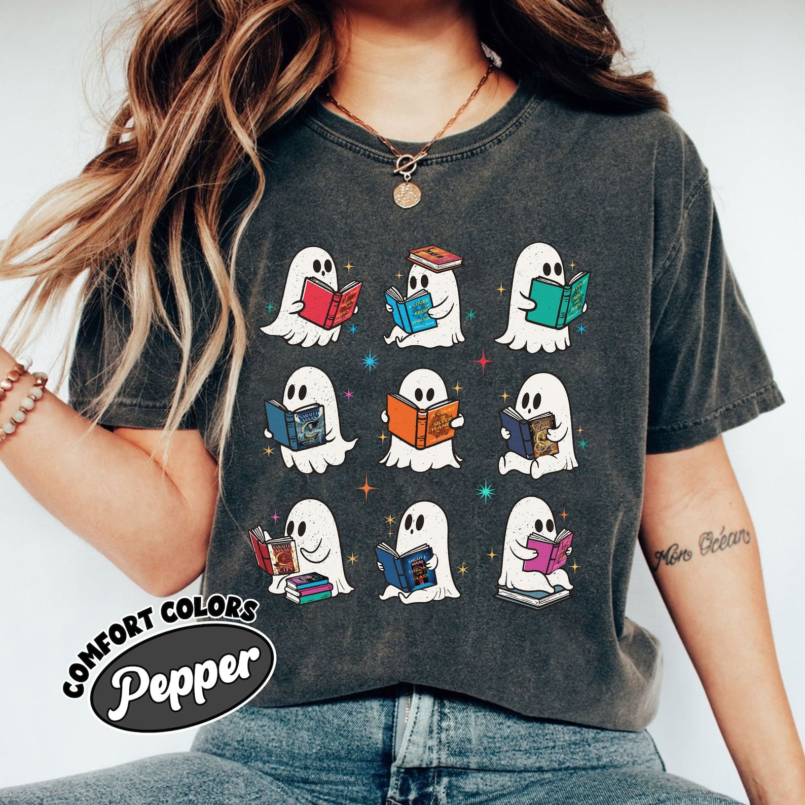 Acotar Ghost Reading Book Shirt, SJM Book Shirt, Bookish Ghost Tee, Throne of Glass, SJM Book ...