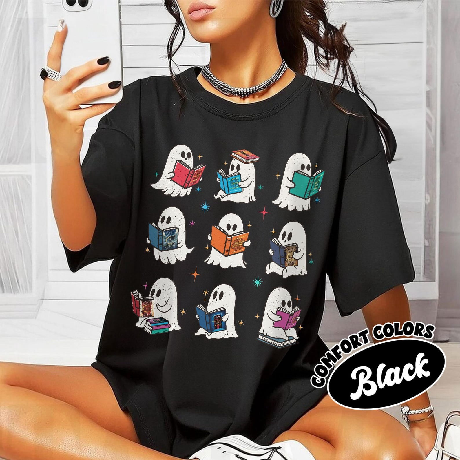 Acotar Ghost Reading Book Shirt, SJM Book Shirt, Bookish Ghost Tee ...