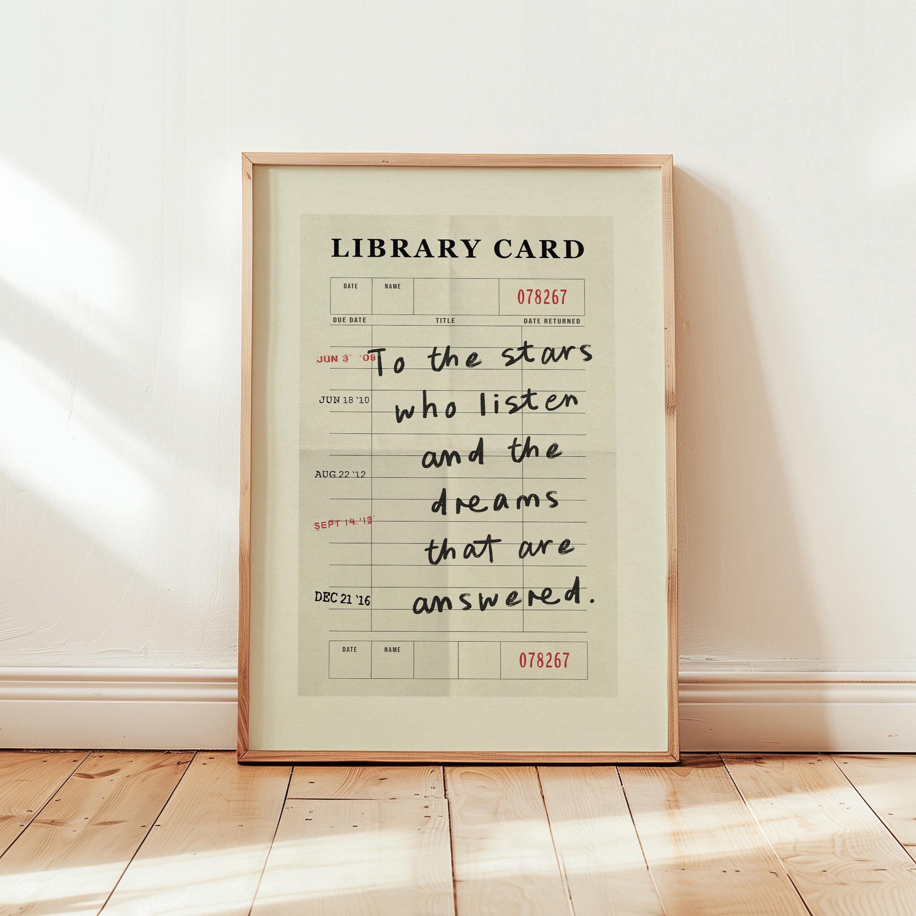 Acotar To The Stars Quote Library Card Velaris Bookish Reading Nook ...