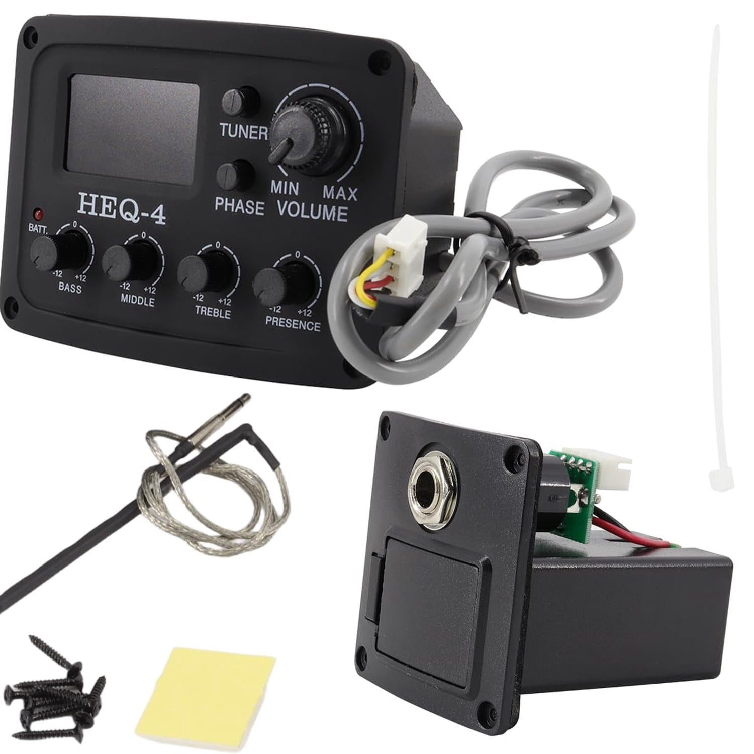 Acoustic 4 Band EQ Equalizer Guitar Preamp Piezo Pickup Tuner Acoustic ...