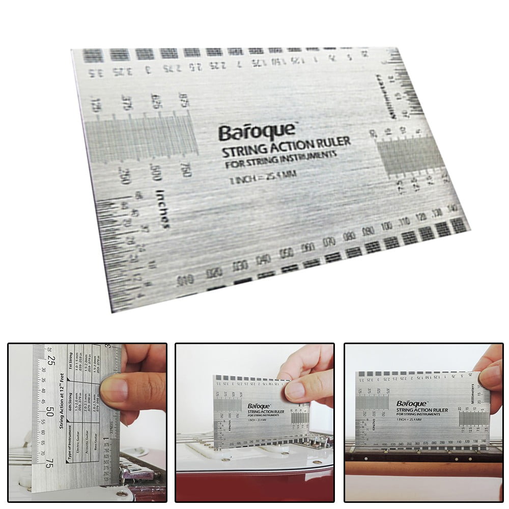 Acoustic Electric Guitar String Action Ruler Gauge Tool Stainless Steel ...