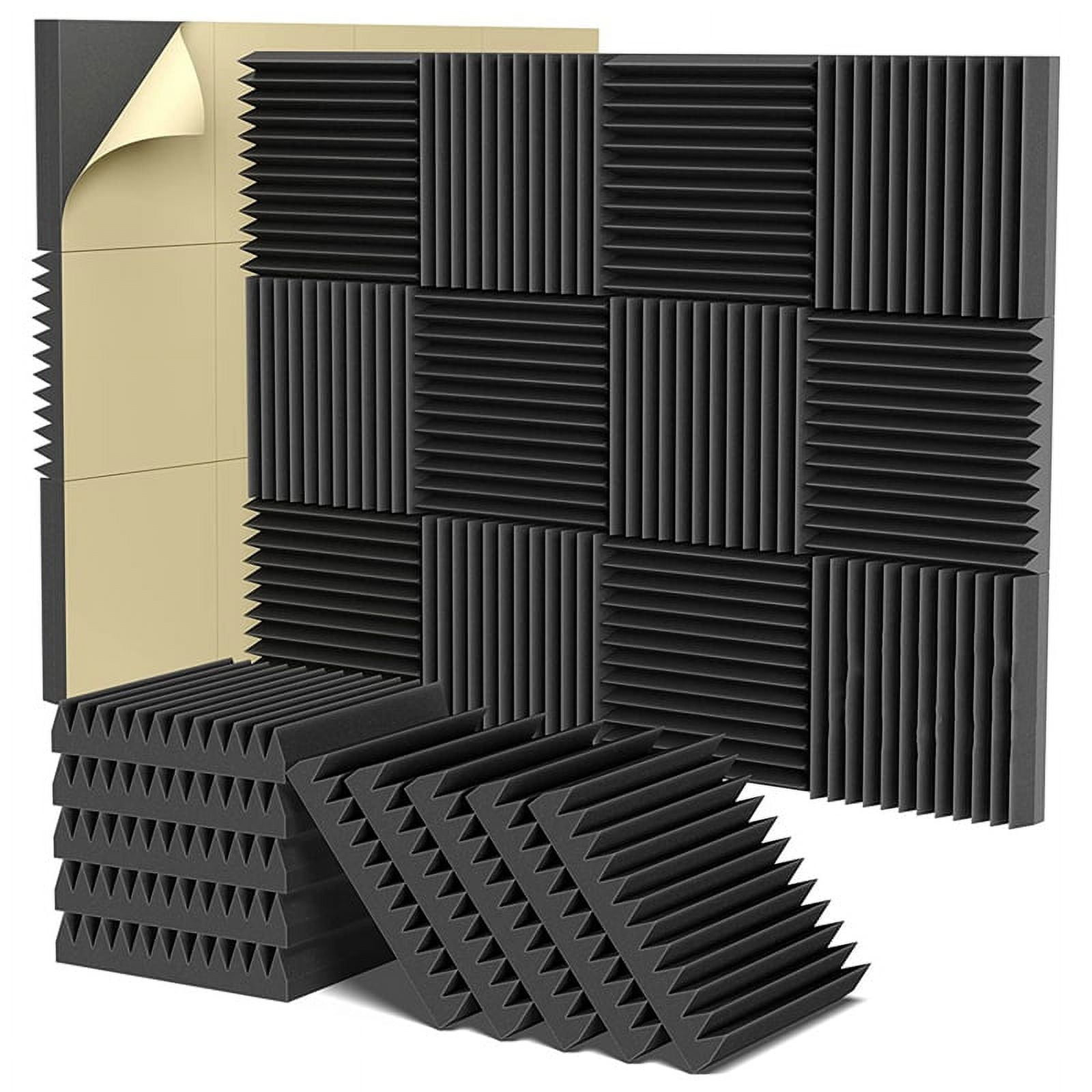 Acoustic Foam Panels, 2X12X12inch Self-Adhesive Sound Proof High Density Soundproof Wall Panels ...
