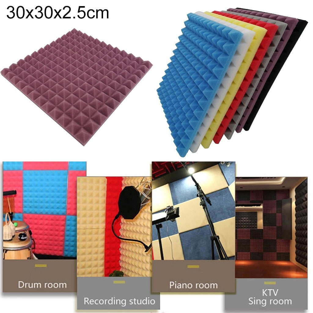Acoustic Foam Panels, Soundproofing Sponge Tiles, 12-pack 1x1ft Wedge ...