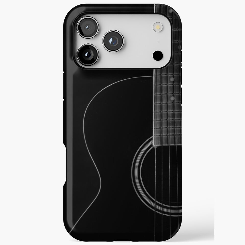 Acoustic Guitar Black White ArtPhone Case for iPhone 11 to 17 Pro Max ...