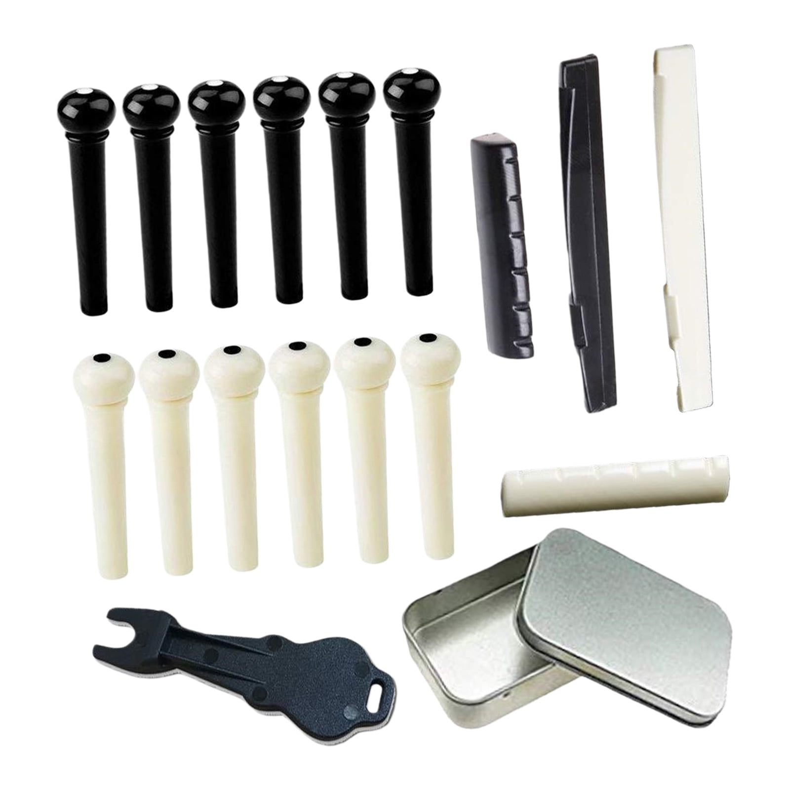 Acoustic Guitar Bridge Pin and Saddles Set Featuring Metal Removal Tool ...
