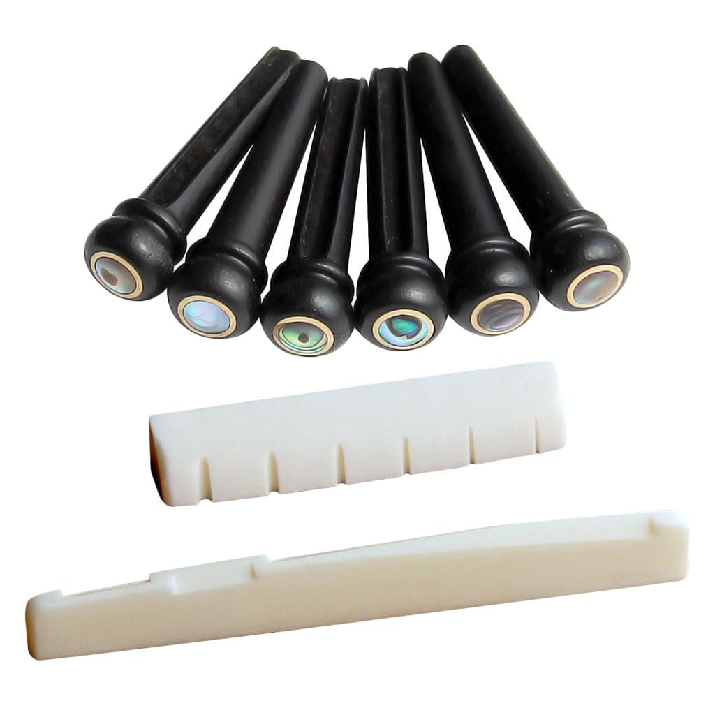 Acoustic Guitar Bridge Pins Peg+ Carved Saddle Nut For Replacement ...